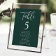 Simple Forest Green Table Number Seating Chart | Zazzle