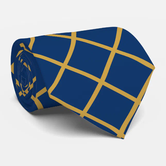 Simple Formal Blue and Gold Cross Hatch Neck Tie | Zazzle