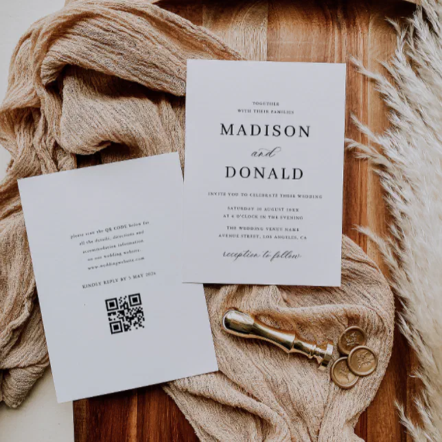 simple formal calligraphy wedding invitation | Zazzle