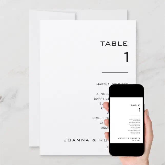 Simple Formal Kraft Table Number 1 Seating Chart | Zazzle