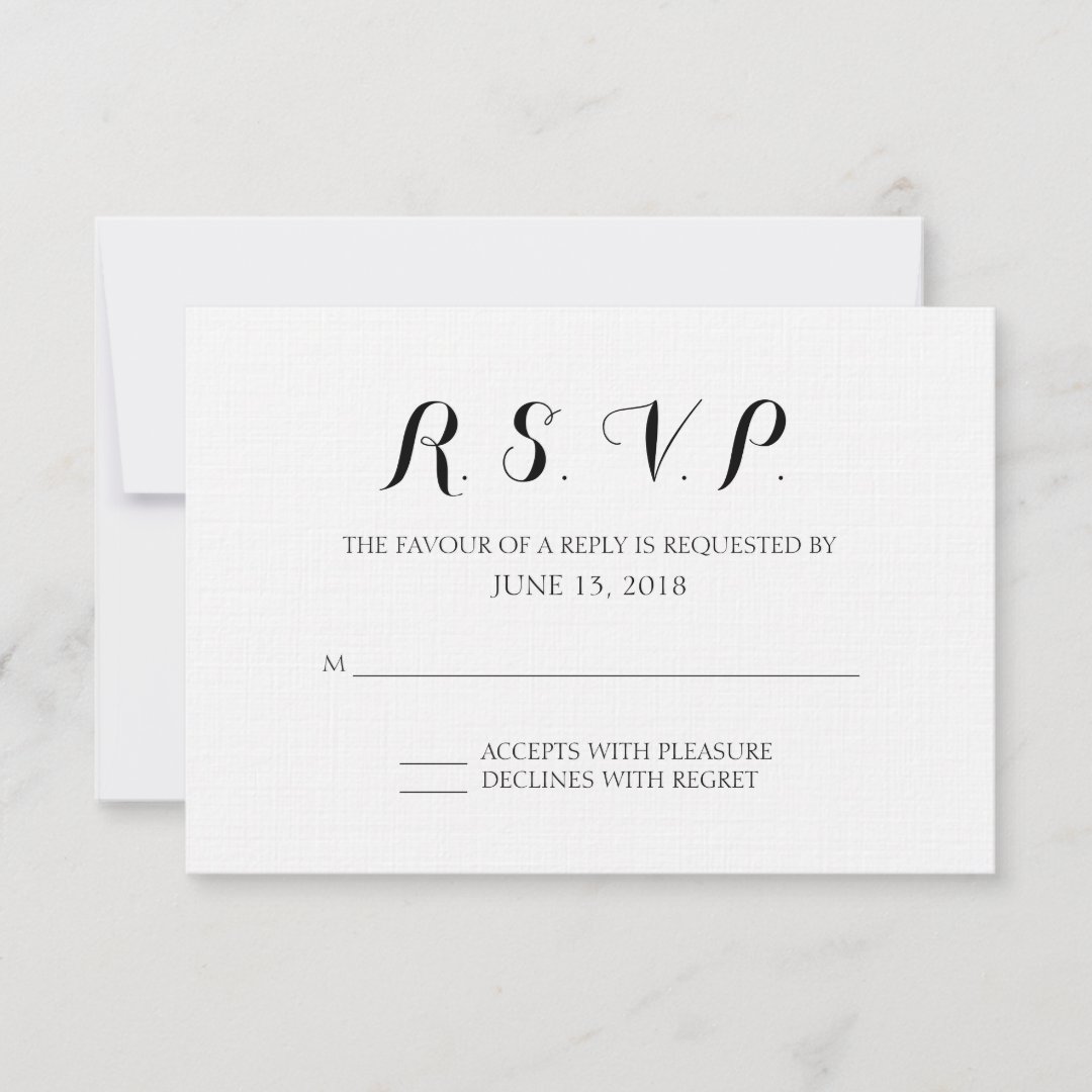 Simple Formal Wedding RSVP Card | Zazzle