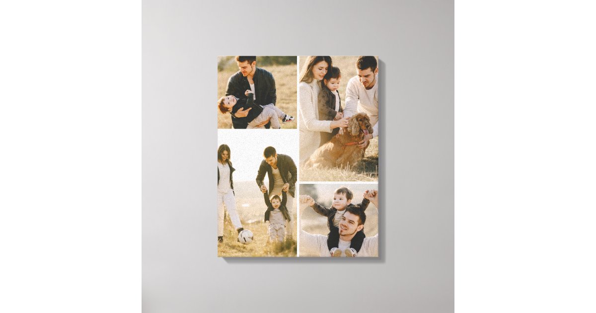 Simple Four Photo Collage Canvas Print | Zazzle