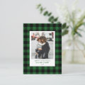 Simple Frame Green Buffalo Plaid Christmas Photo Postcard | Zazzle