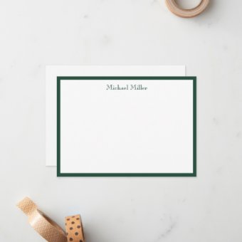 Simple Frame Masculine, Forest Green Note Card | Zazzle
