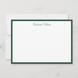 Simple Frame Masculine, Forest Green Note Card | Zazzle