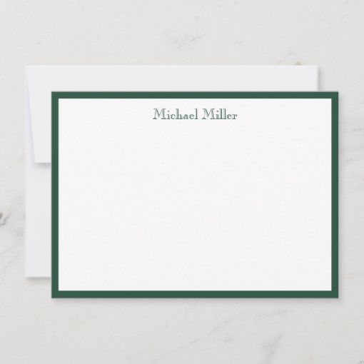Simple Frame Masculine, Forest Green Note Card | Zazzle
