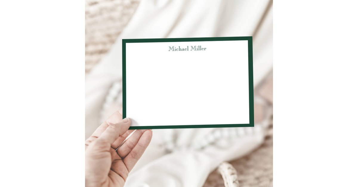 Simple Frame Masculine, Forest Green Note Card | Zazzle
