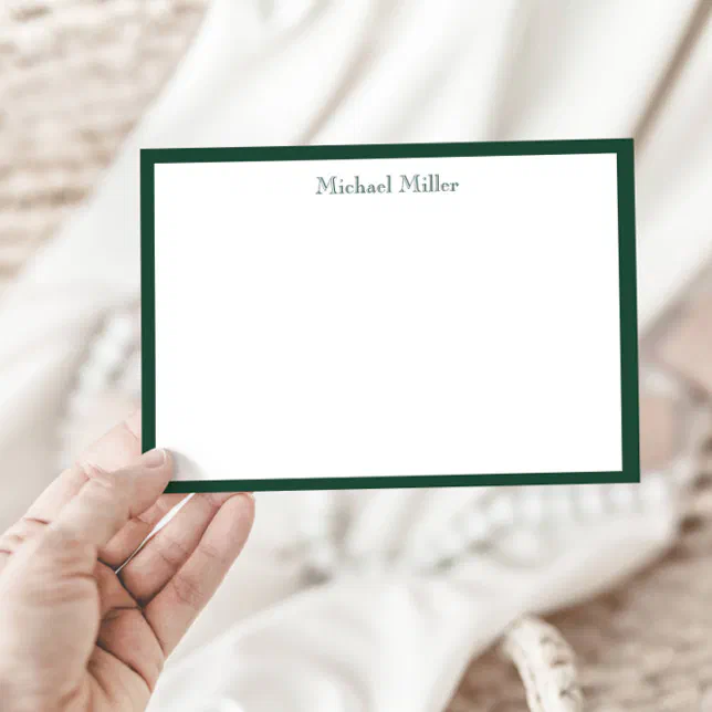 Simple Frame Masculine, Forest Green Note Card | Zazzle
