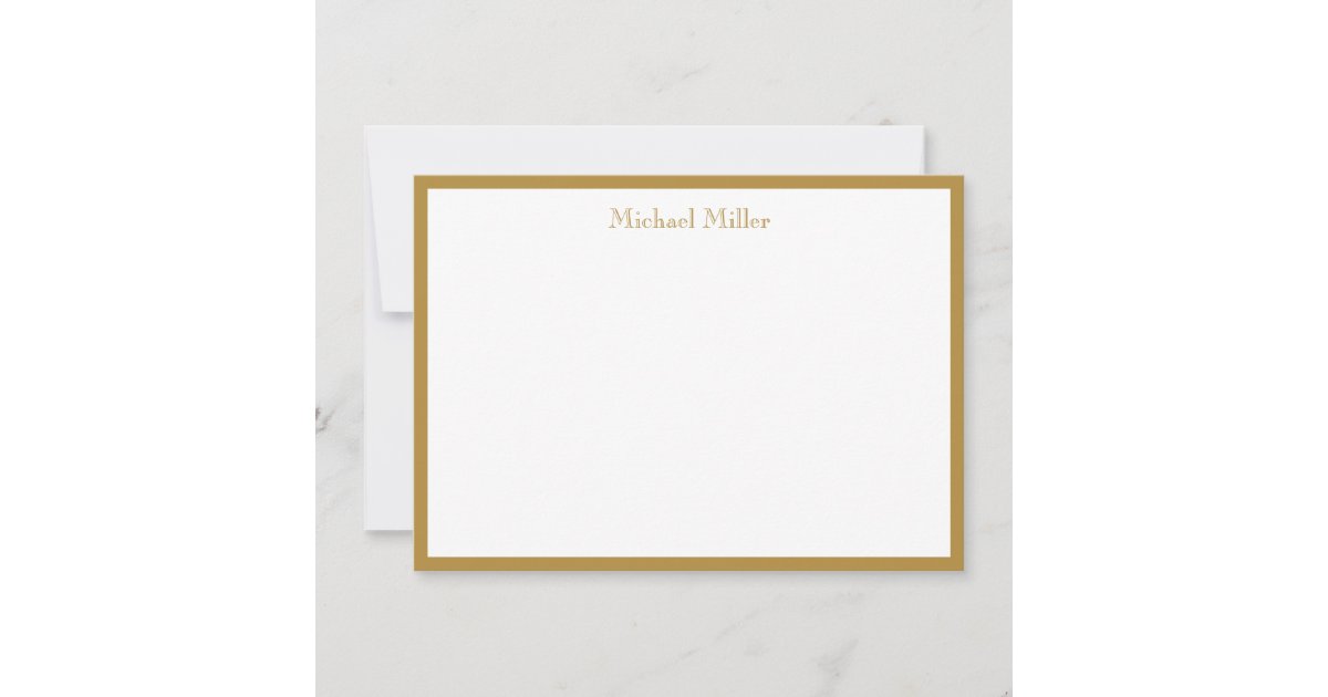 Simple Frame Masculine, Gold Note Card | Zazzle