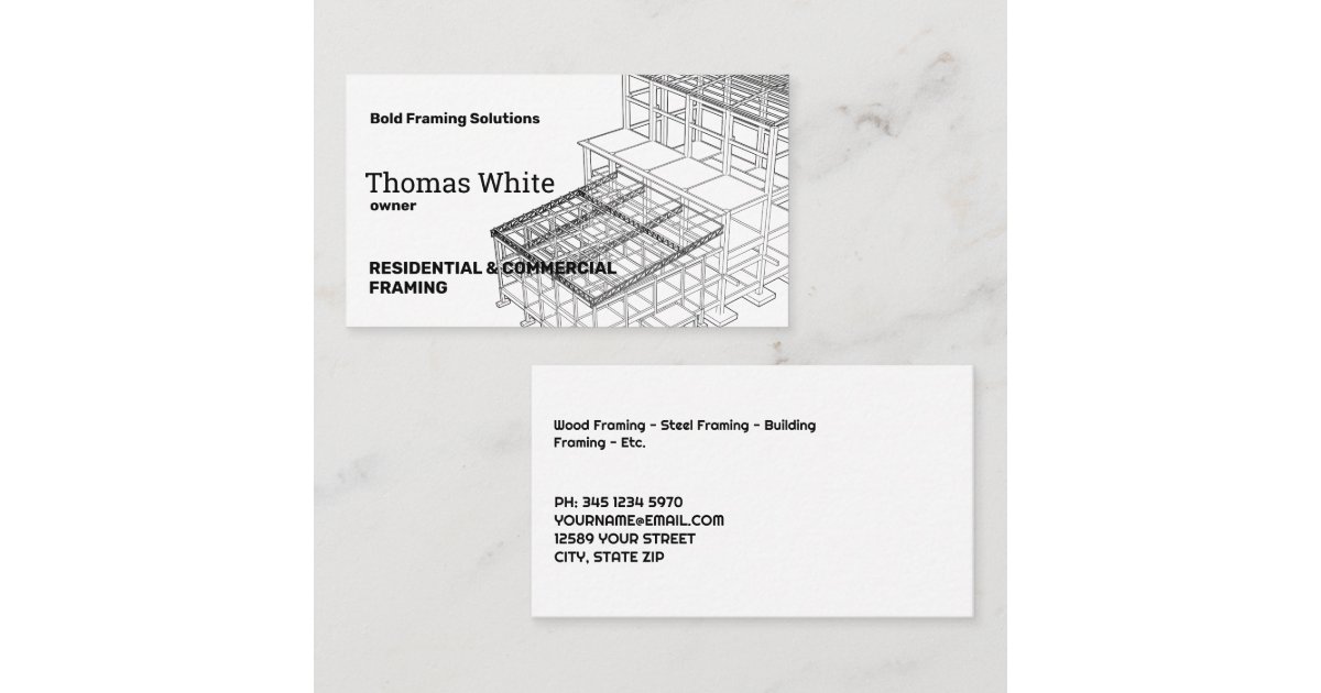 Simple Framing Contractor Business Card | Zazzle