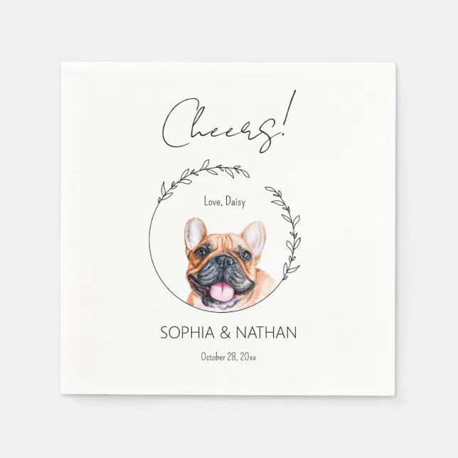Simple French Bulldog Dog Wedding Cocktail Napkins | Zazzle