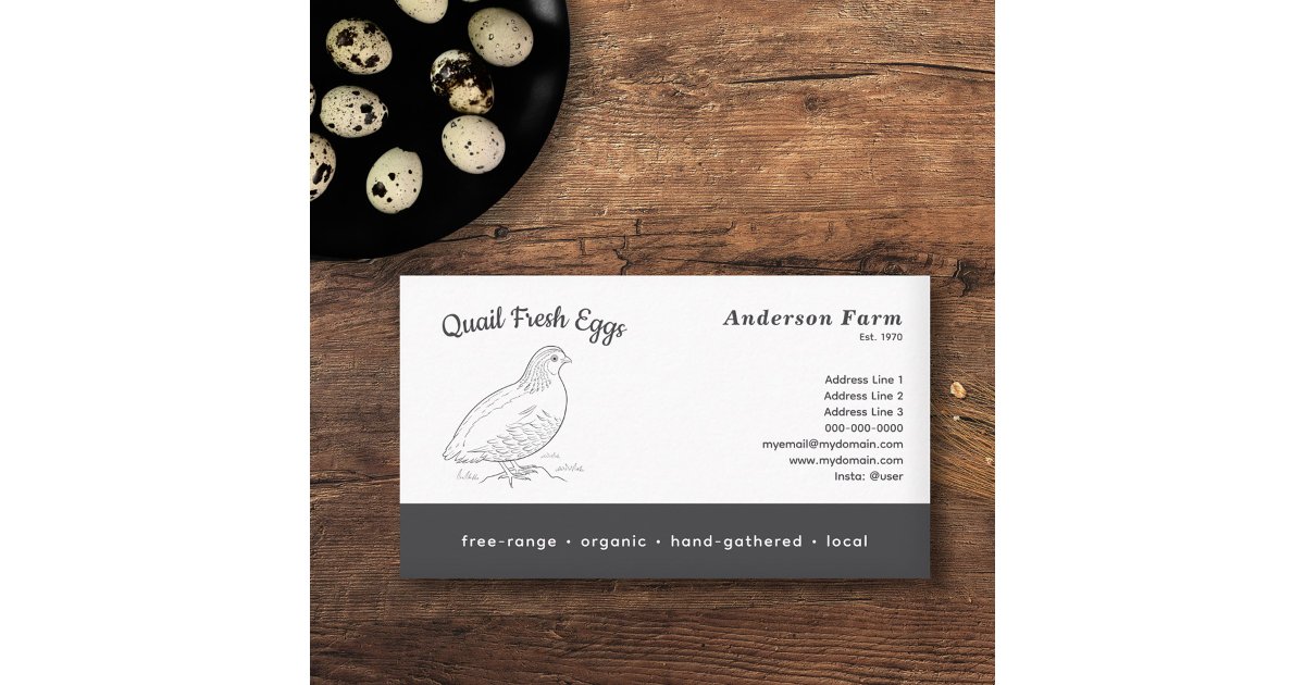 Simple Fresh Farm Quail Eggs Business Card | Zazzle