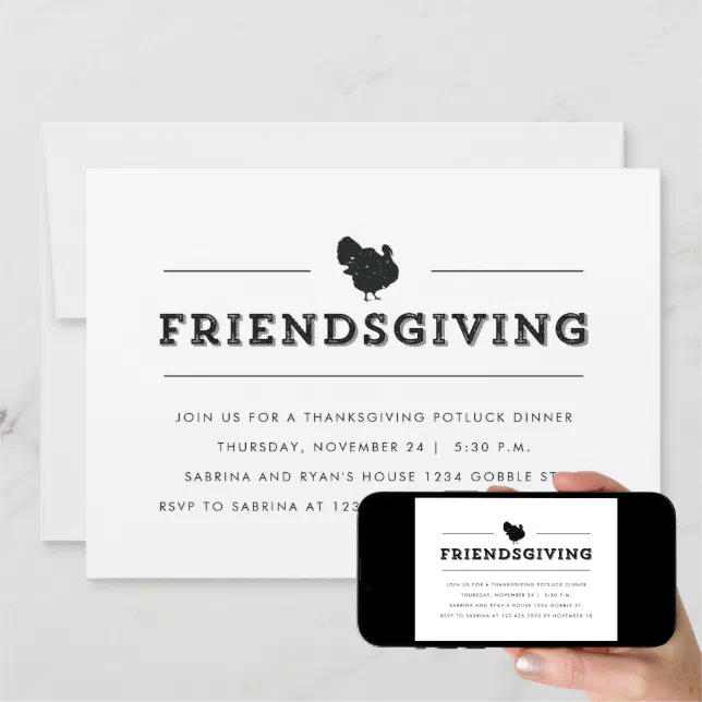 Simple Friendsgiving Dinner Party Invitation | Zazzle