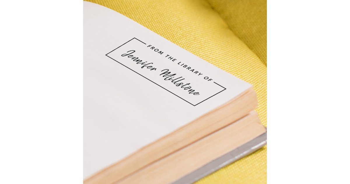 Simple From The Library Of Handwritten Script Name Self-inking Stamp ...