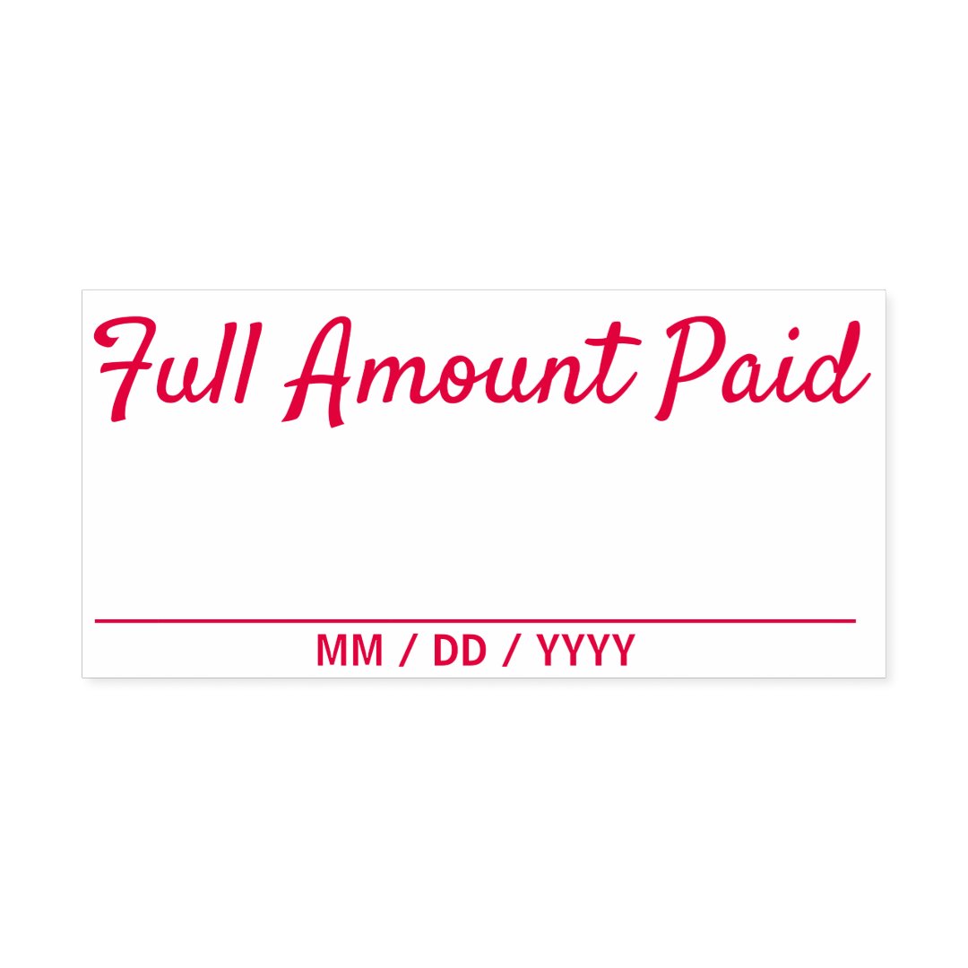 Simple "Full Amount Paid" Rubber Stamp | Zazzle