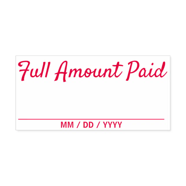 Simple "Full Amount Paid" Rubber Stamp | Zazzle