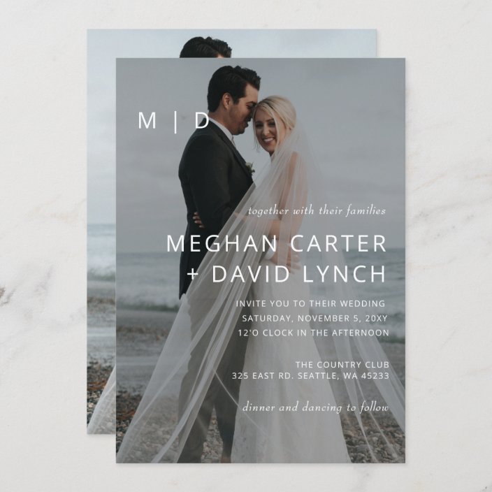 Simple Full Photo Overlay Wedding Invitation | Zazzle.com