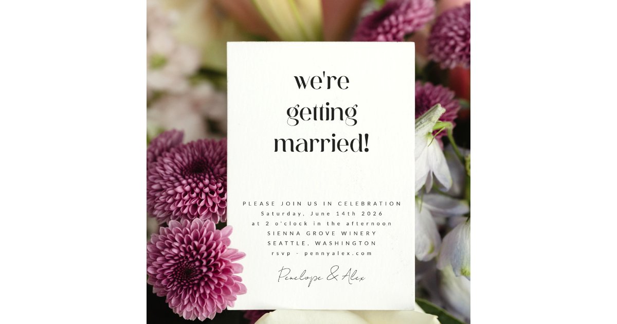 Simple Fun All in One Minimalist Modern Wedding Invitation | Zazzle