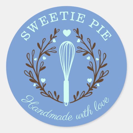 Simple, Fun & Minimal Style Bakery Whisk Logo Blue Classic Round ...