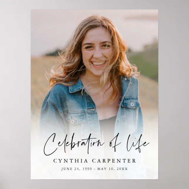 Simple Funeral Memorial Photo Celebration of Life Poster | Zazzle