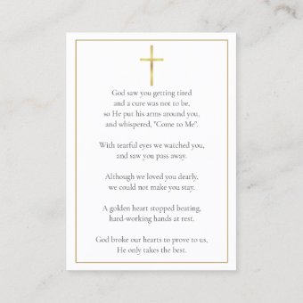 Simple Funeral Memorial Photo Prayer Cards | Zazzle