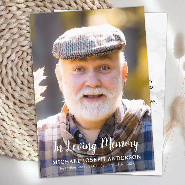 Simple Funeral Memorial Photo Sympathy Prayer Card | Zazzle