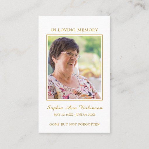 Simple Funeral Memorial Prayer Photo Card | Zazzle