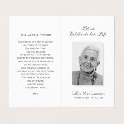 Simple Funeral Memorial Prayer Photo Card | Zazzle