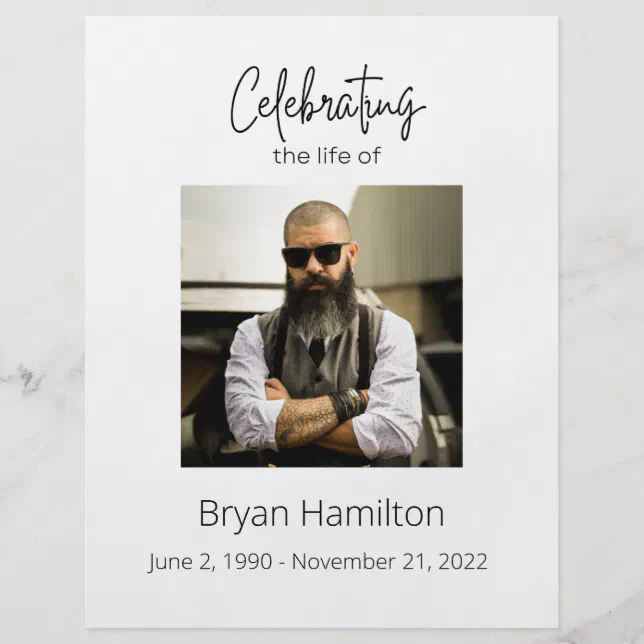 Simple Funeral Photo Celebration of Life Flyer | Zazzle