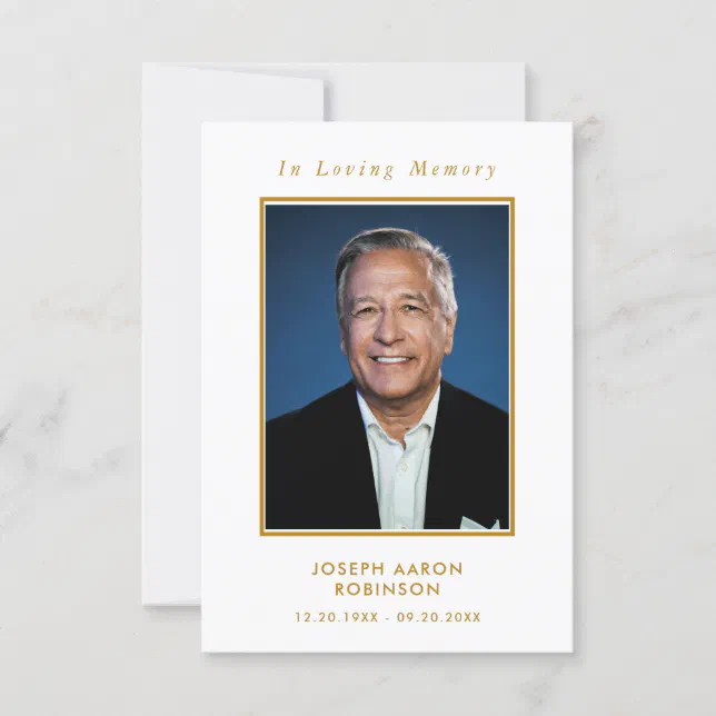 Simple Funeral Photo Memorial Modern Prayer Card | Zazzle