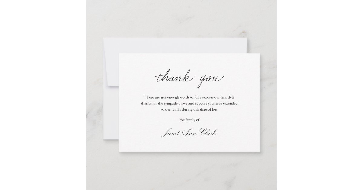 Simple Funeral Thank You Note Card | Zazzle