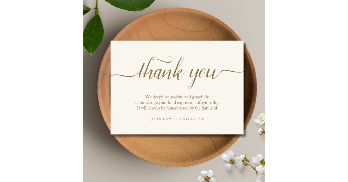 Simple Funeral Thank You Note Card Bereavement | Zazzle
