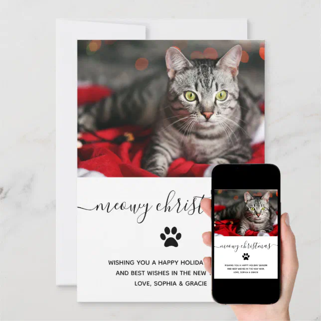 Simple Funny Happy Holidays from the Cat | Photo Holiday Card | Zazzle