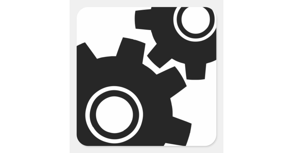SImple Gears Cogs Square Sticker | Zazzle
