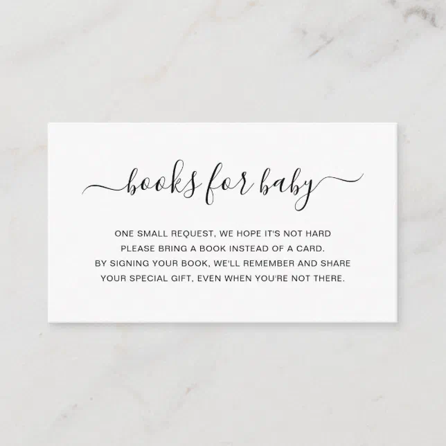 Simple Gender Neutral Books for Baby Shower Enclosure Card | Zazzle