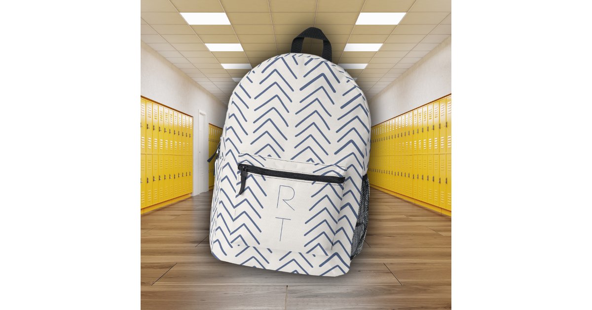 Simple Geometric Arrows Monogram Initials Printed Backpack | Zazzle