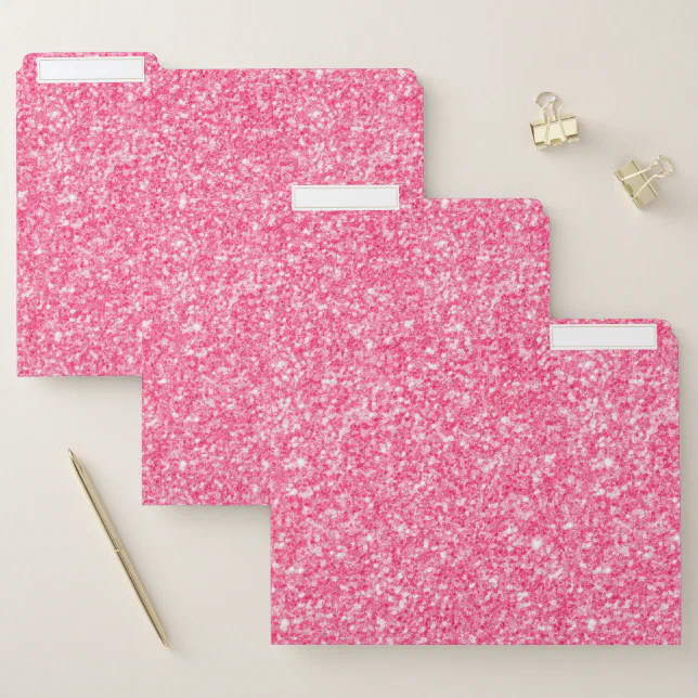Simple Girly Pink Modern Faux Glitter File Folder | Zazzle