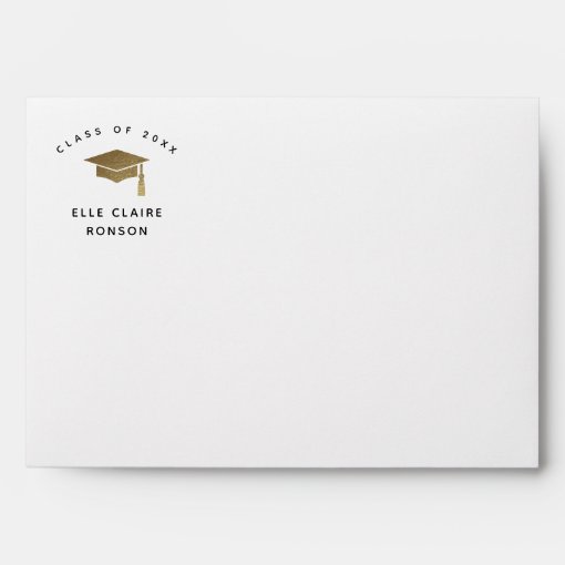 Simple Gold and Black Class of Graduation Envelope | Zazzle