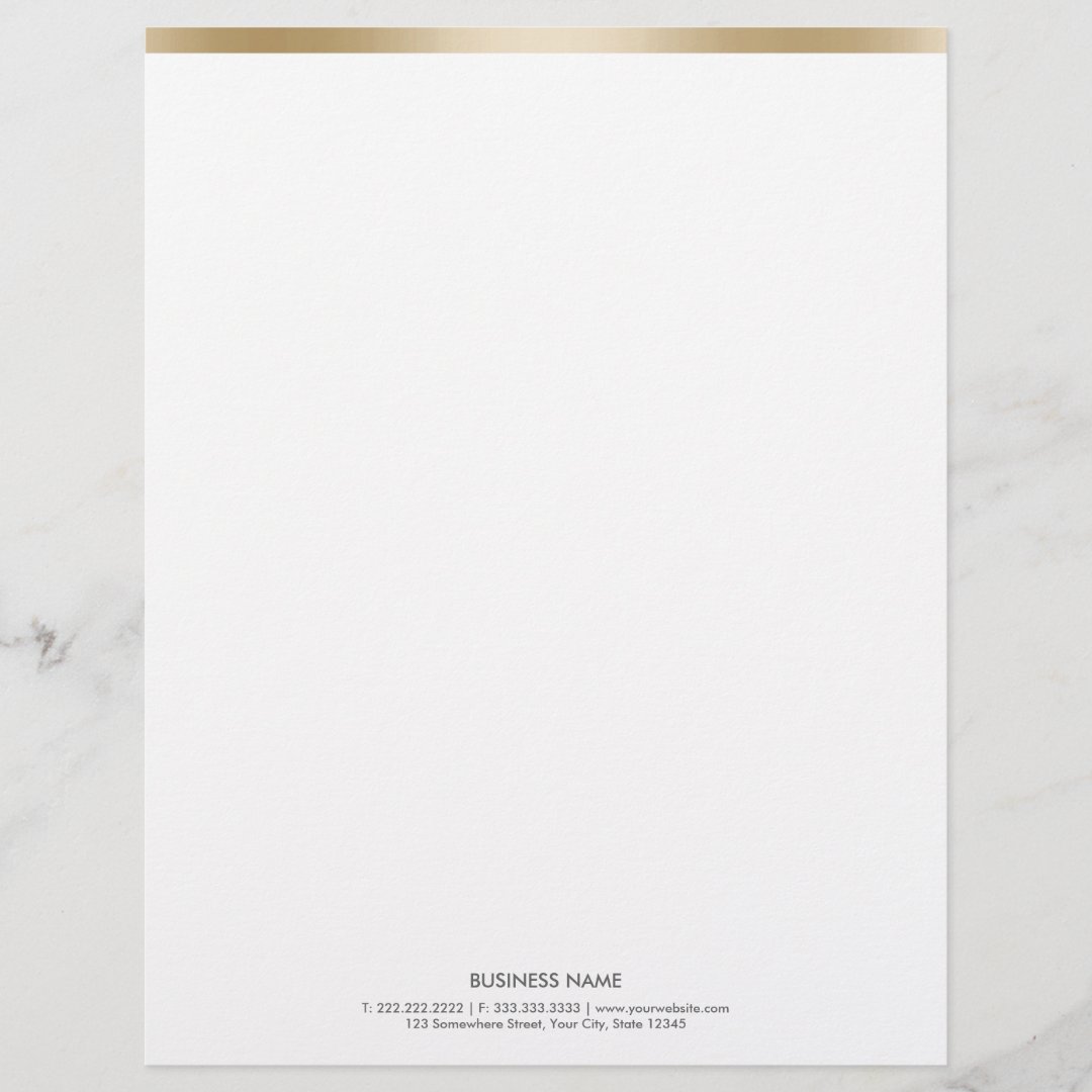 Simple Gold Border Letterhead | Zazzle