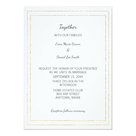 Simple Gold Border Wedding Invitation | Zazzle.com