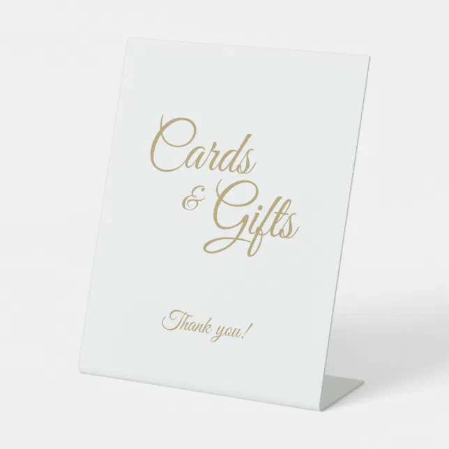 Simple Gold Calligraphy Cards and Gifts Pedestal Sign | Zazzle