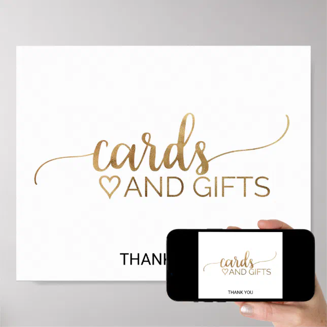 Simple Gold Calligraphy Cards and Gifts Sign | Zazzle