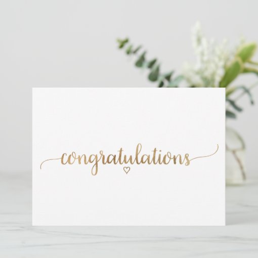 Simple Gold Calligraphy Congratulations Card | Zazzle