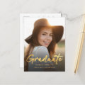 Simple Gold Calligraphy Graduation Announcement Postcard | Zazzle