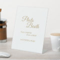 Simple Gold Calligraphy Photo Booth Pedestal Sign | Zazzle