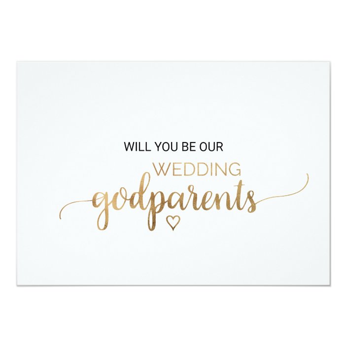 Simple Gold Calligraphy Wedding Godparent Proposal Invitation | Zazzle.com