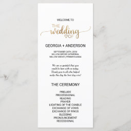 Simple Gold Calligraphy Wedding Program | Zazzle