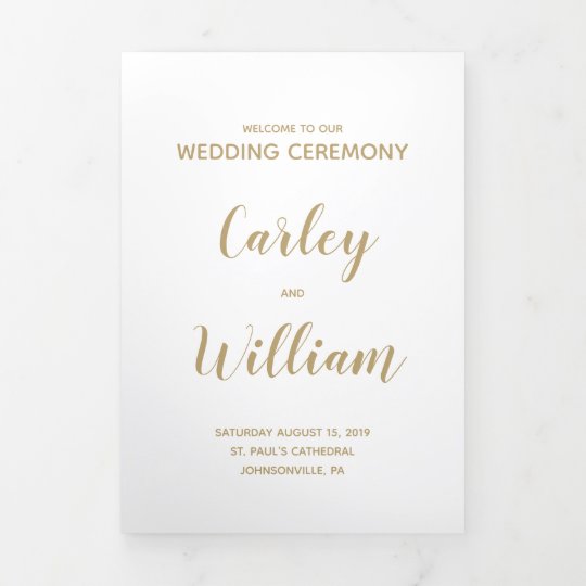 Simple Gold Calligraphy Wedding Program | Zazzle.com