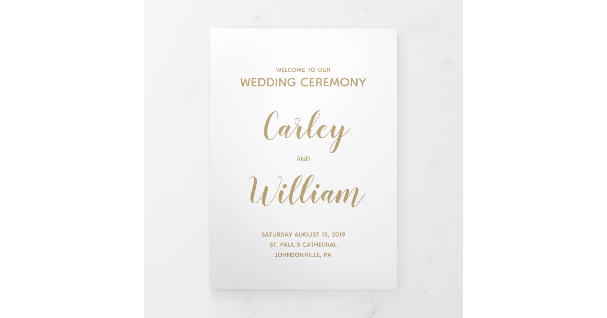 Simple Gold Calligraphy Wedding Program | Zazzle