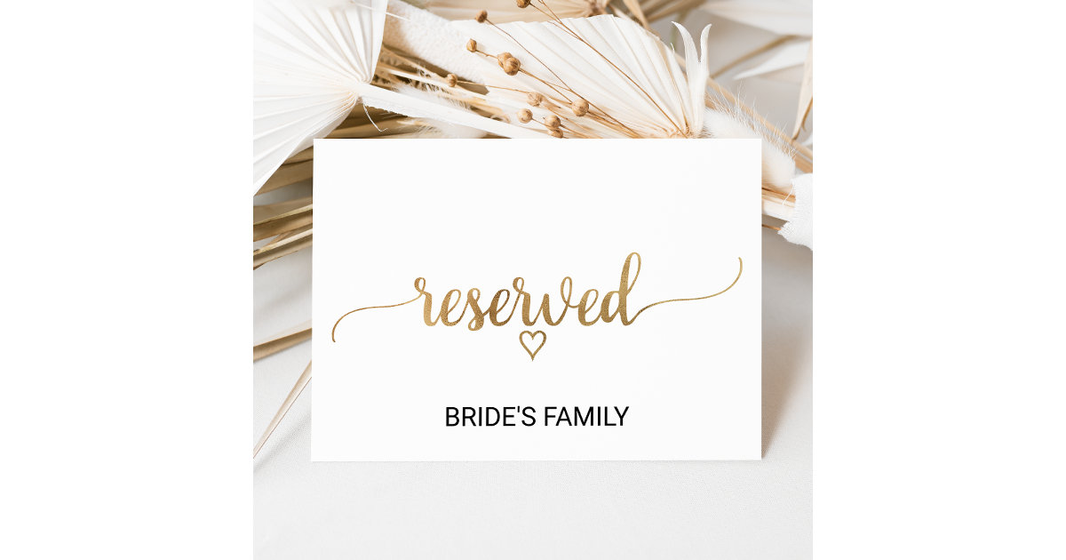 Simple Gold Calligraphy Wedding Reserved Sign Invitation | Zazzle